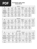 2024-2025 School Timetable Overview | PDF