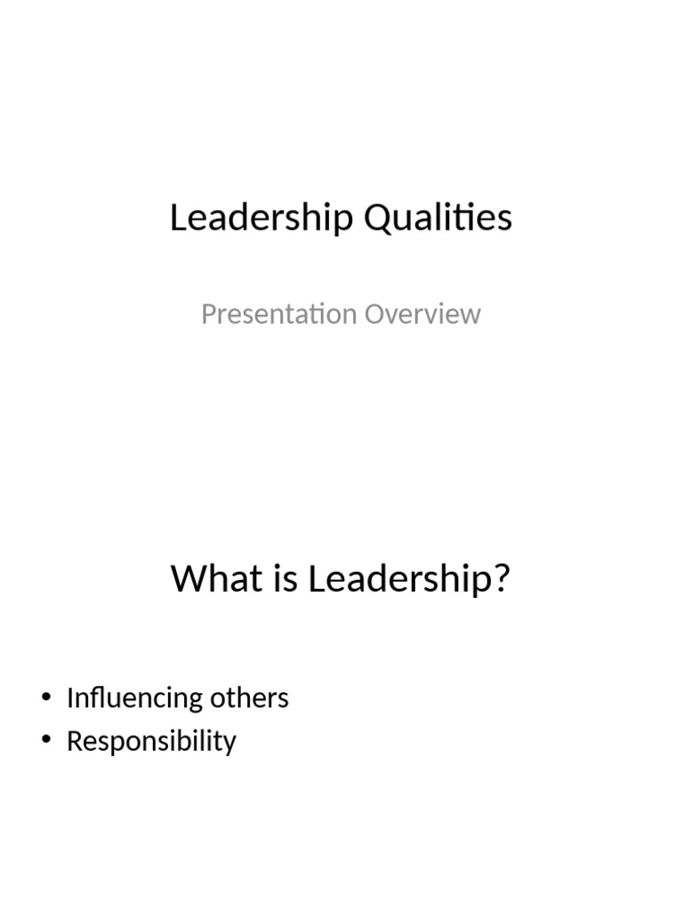 Leadership Qualities | PDF