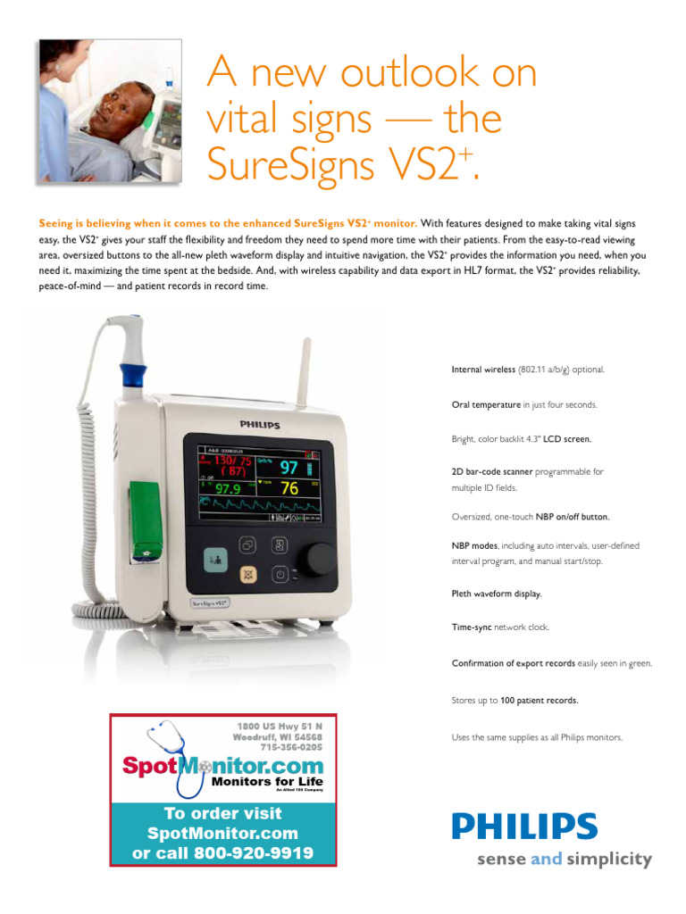Philips SureSigns VS2 Monitor Brochure | PDF | Pascal (Unit)