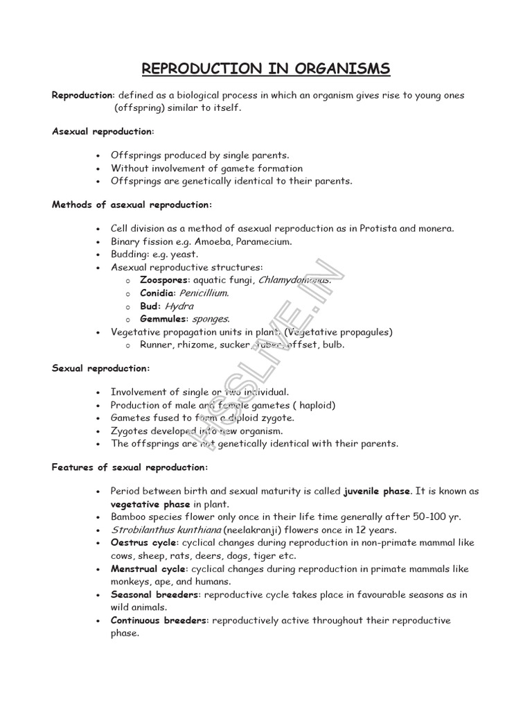 1.Reproduction in Organism-hsslive | PDF