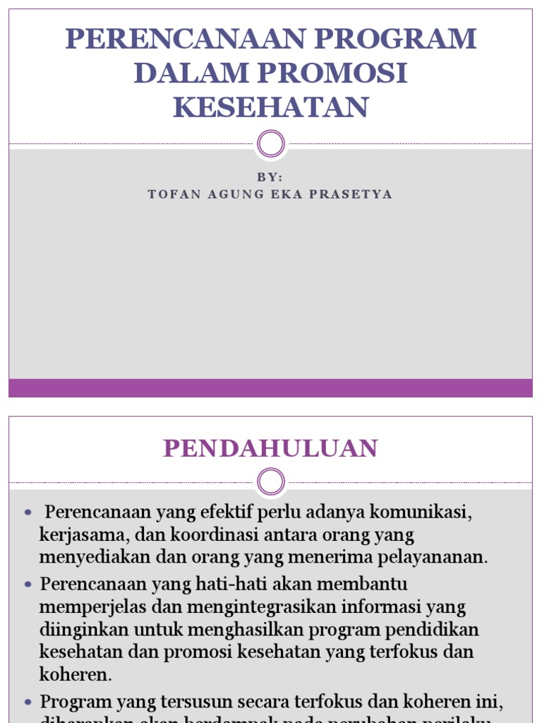 Perencanaan Program Dalam Promosi Kesehatan | PDF | Kesehatan Holistik