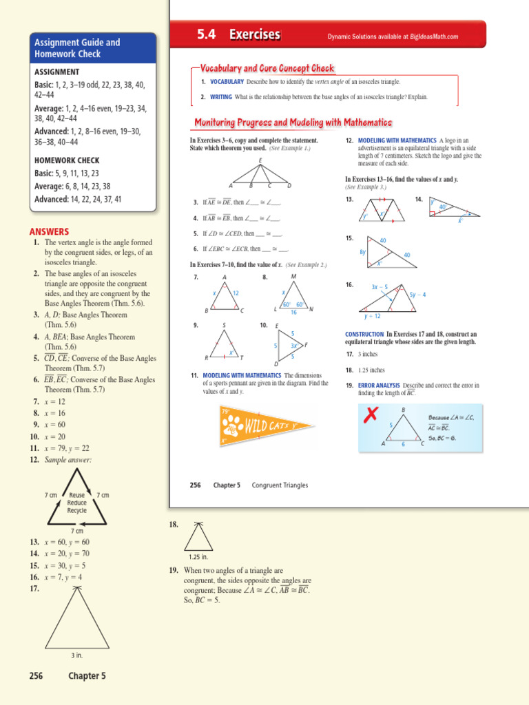 HW Lesson 4 Angle SIde Relationships | PDF | Triangle | Angle