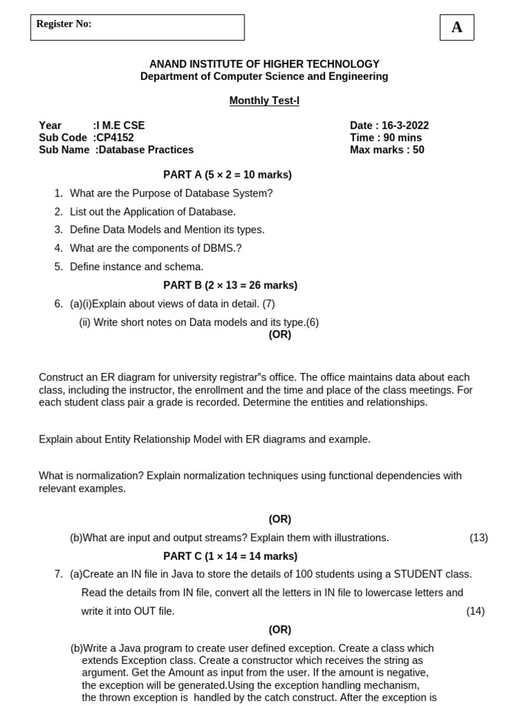 MT1 CP4152 Database Practices | PDF | Databases | Class (Computer ...