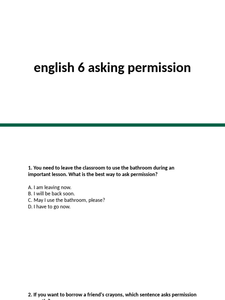 English 6 Asking Permission | PDF