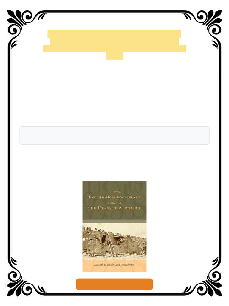 An 1860 English Hopi Vocabulary Written in the Deseret Alphabet 1st ...
