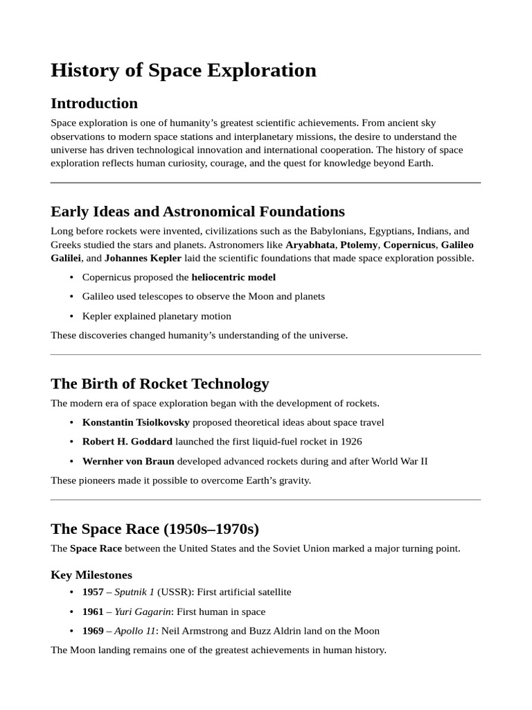 Evolution of Space Exploration History | PDF | Space Exploration | Mars