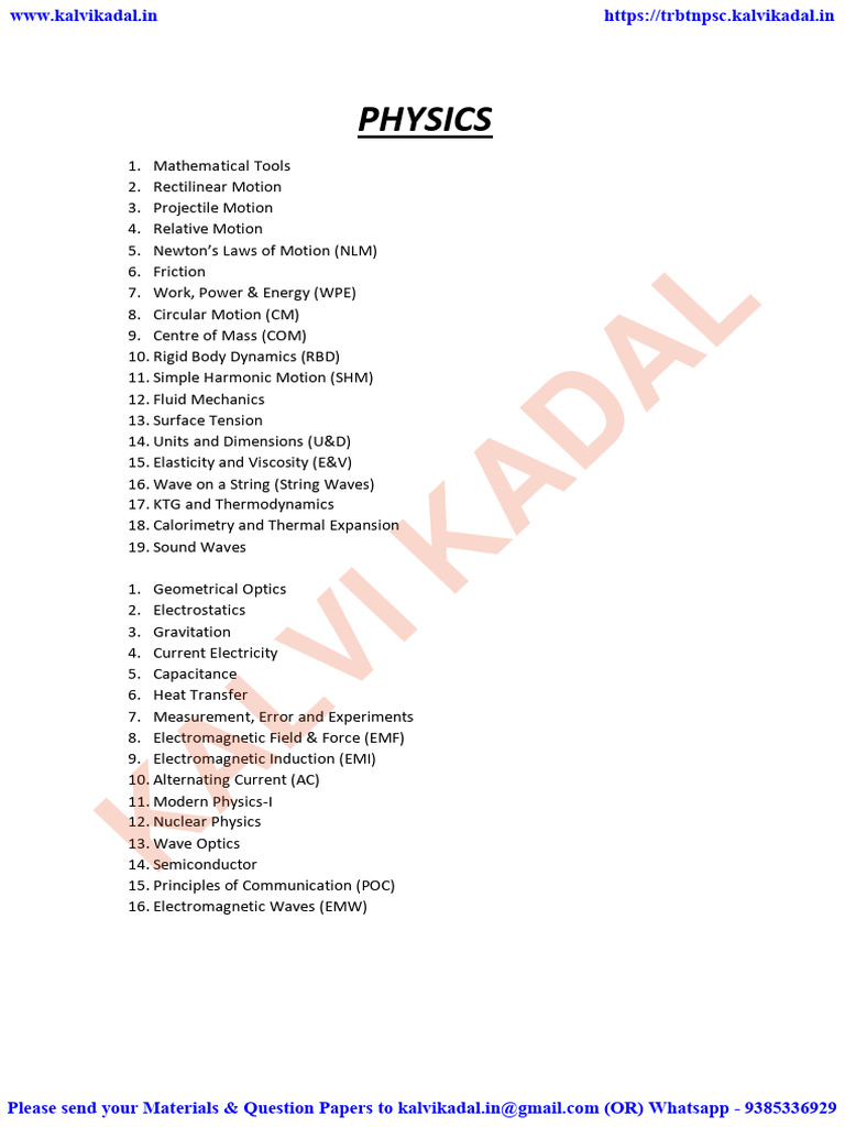 Jee Chapter List Complete-copy | PDF | Chemistry | Waves