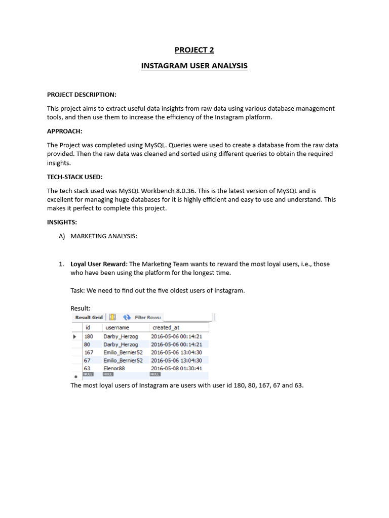 Project 2 - Instagram User Analysis | PDF | Databases | Information ...