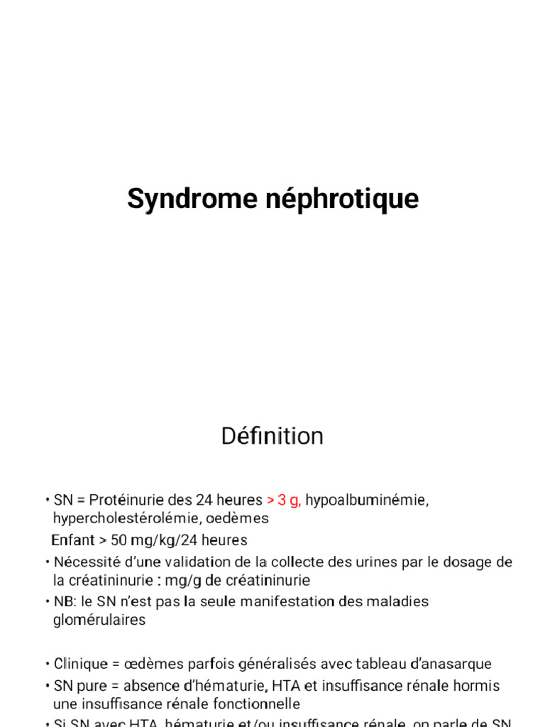 Nephro 5 Syndrome Nephrotique - Phoenix | PDF