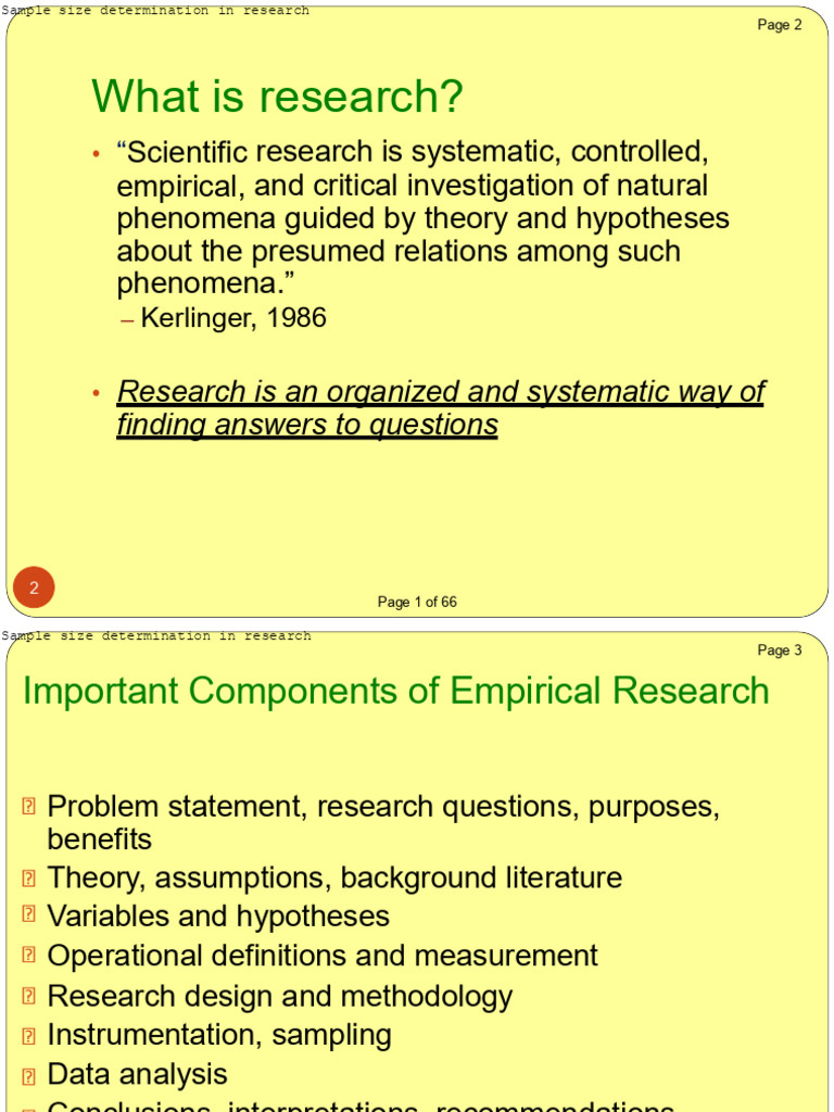 Sample Size Determination in Research | PDF | Sampling (Statistics ...