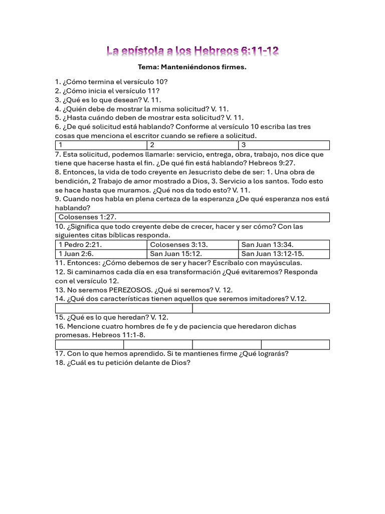 Hebreos 6 - 11-12 | PDF