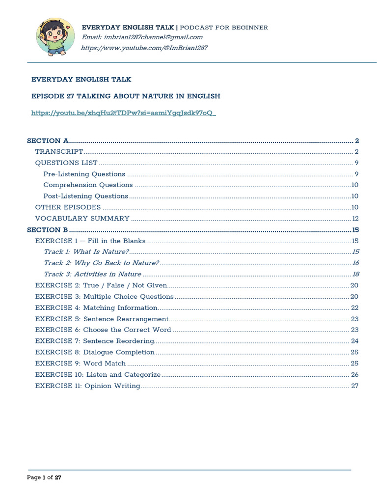 Nature Conversations for English Learners | PDF | English Language
