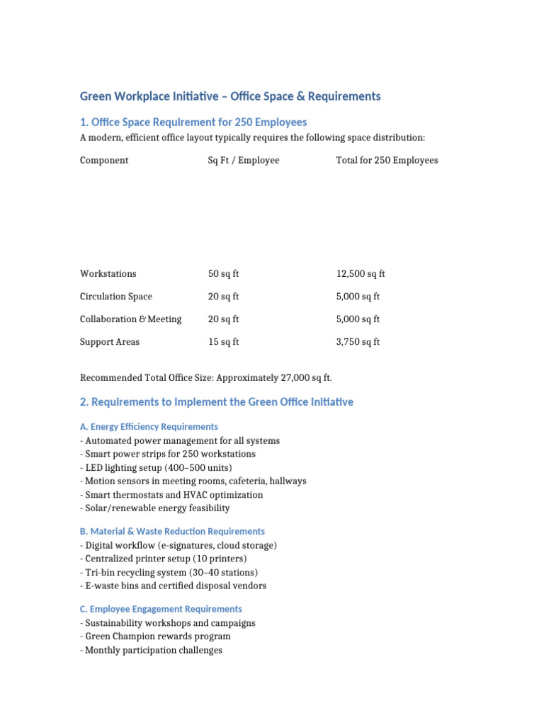 Green Workplace Initiative Requirements | PDF