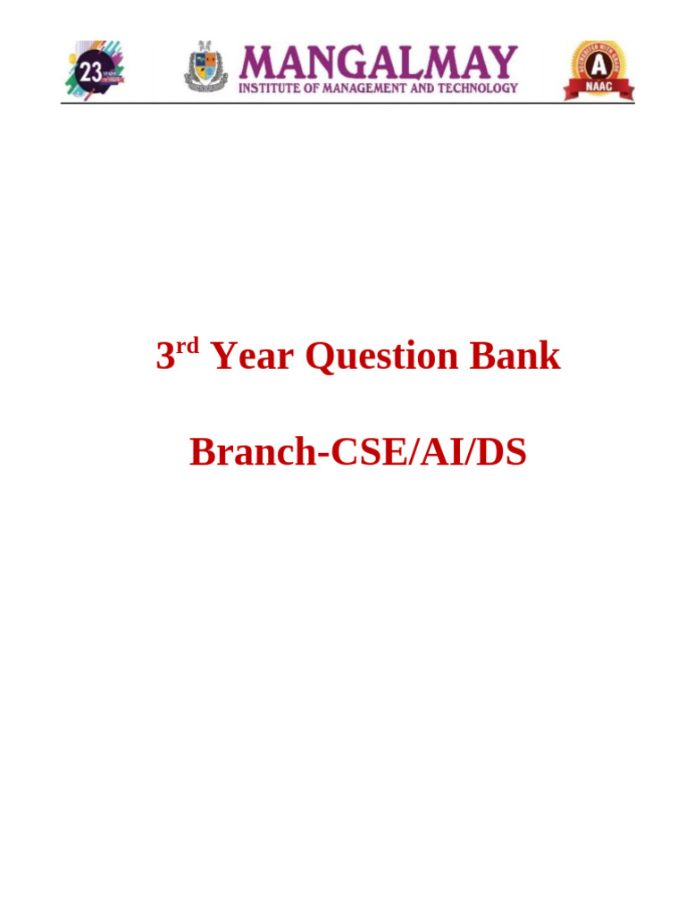 CSE/AI/DS 3rd Year Question Bank | PDF | Fuzzy Logic | Neuron