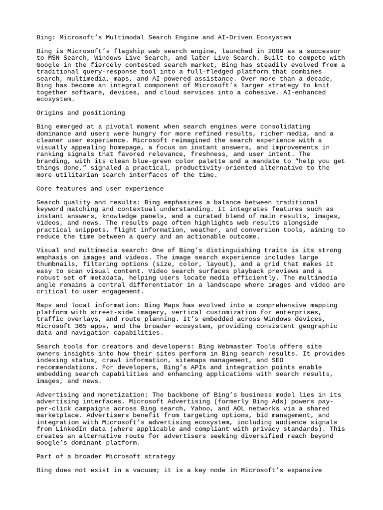 Bing | PDF | Microsoft | Software