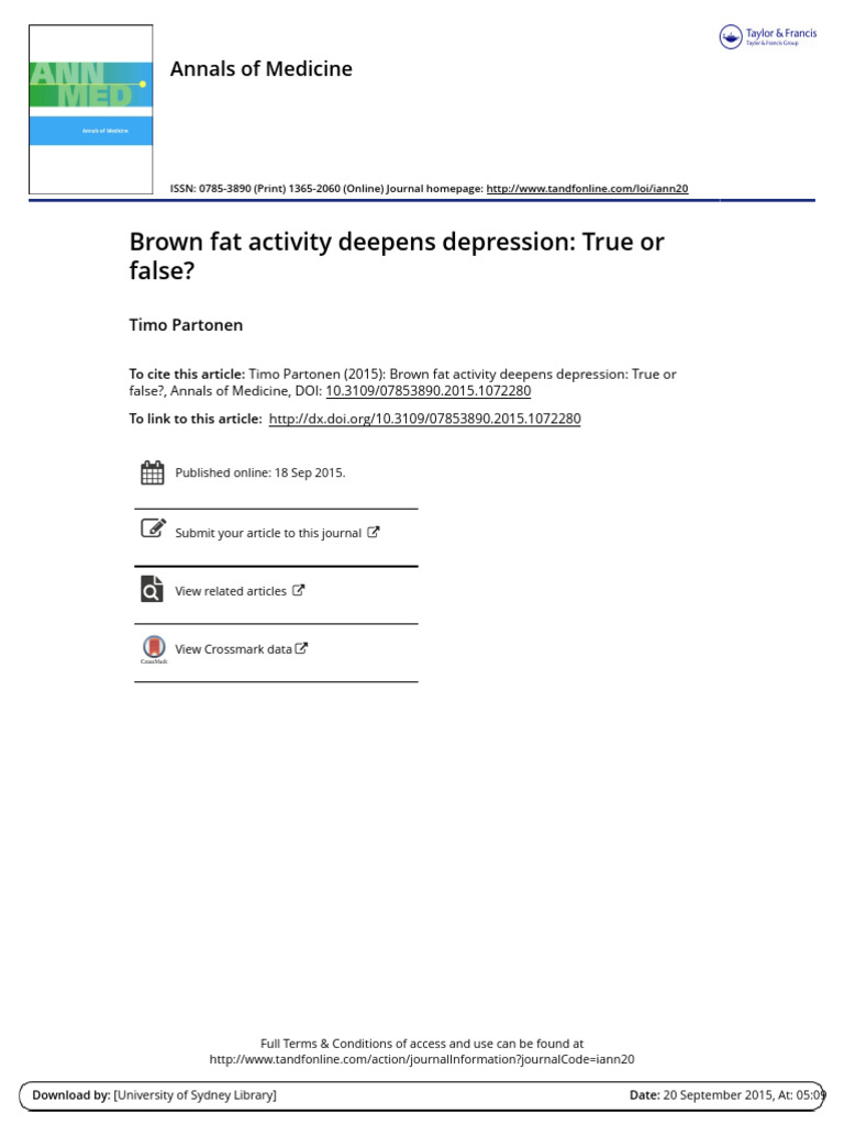 Brown Fat and Depression Link Explored | PDF | Circadian Rhythm | Clock