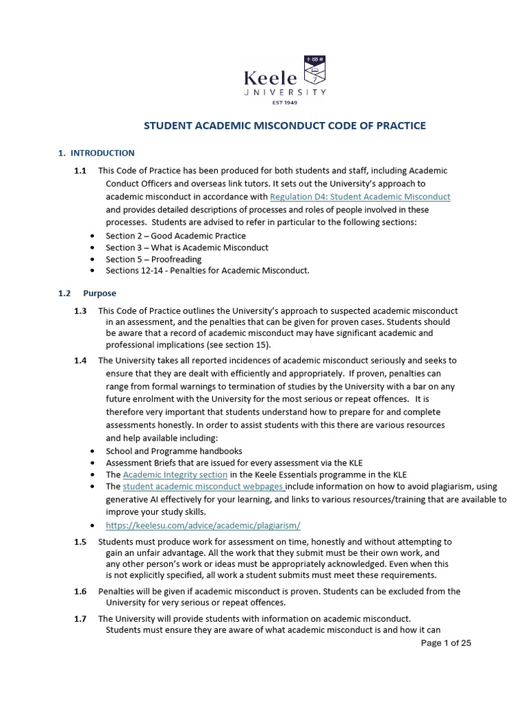 Student Academic Misconduct CoP 2025 | PDF | Burden Of Proof (Law ...