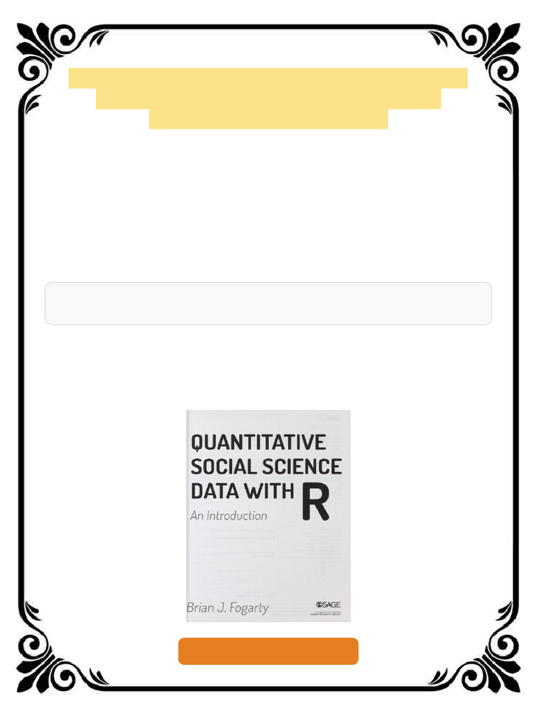 Quantitative Social Science Data With R: An Introduction 1st Edition Brian J Fogarty Ebook ...