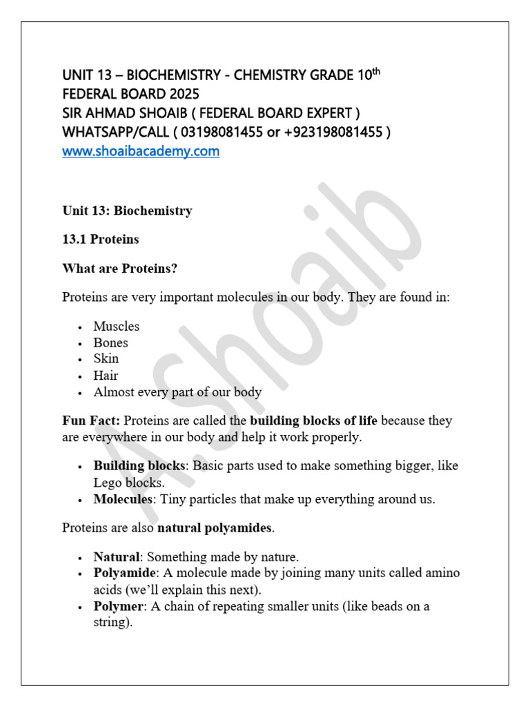 Biochemistry Basics for 10th Grade Students | PDF | Lipid | Proteins