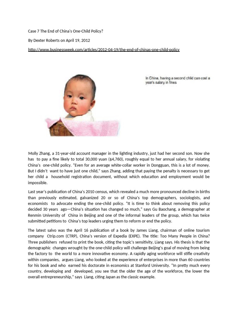 Case 7 the End of China's One-Child Policy | PDF | China | World Politics