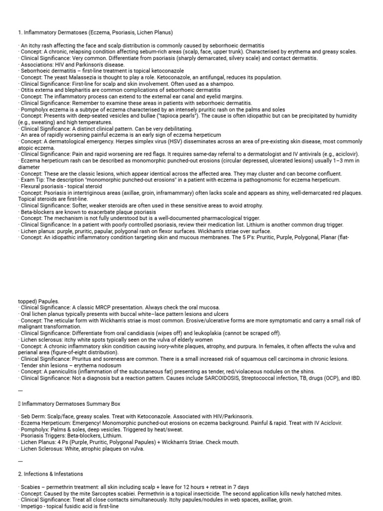 Inflammatory Skin Conditions Overview | PDF | Dermatitis | Melanoma