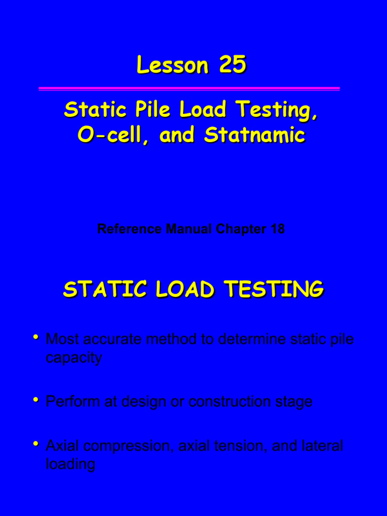 Static Pile Load Testing o Cell Statnamic PPTX Budge | PDF | Beam ...