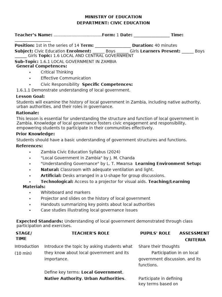 Local Government Civic Education Lesson Plans | PDF | Taxes ...