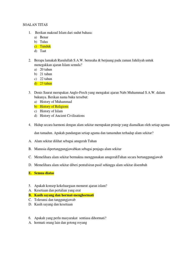 Soalan Latihan Titas Sem2 20102011 | PDF