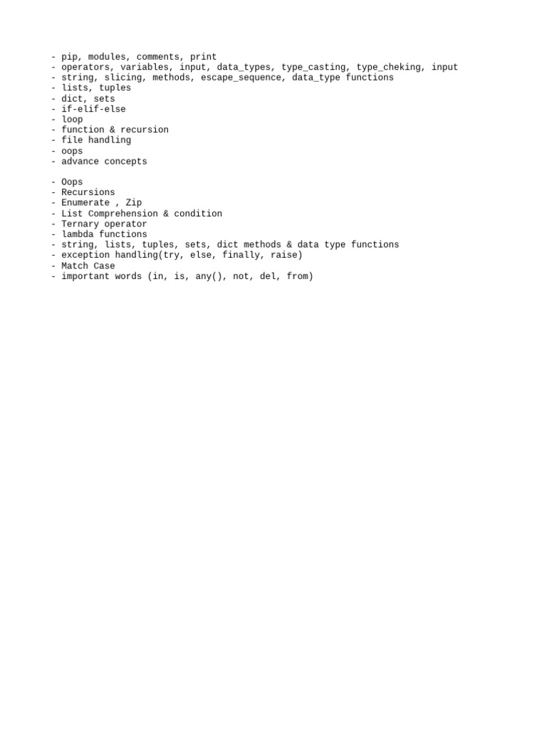 Python Full Course Outline | PDF
