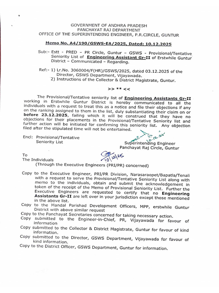 EA-Tentative Seniority List - 10.12.25 (1) | PDF