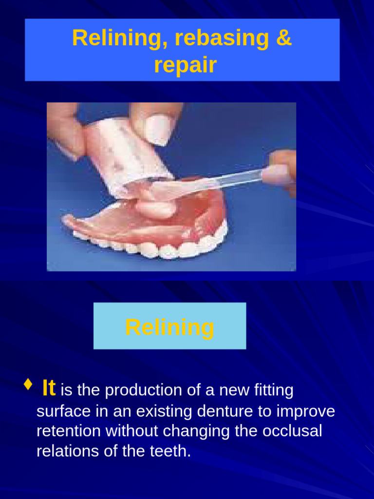Relining, rebasing & | PDF | Dentures | Dentistry Branches