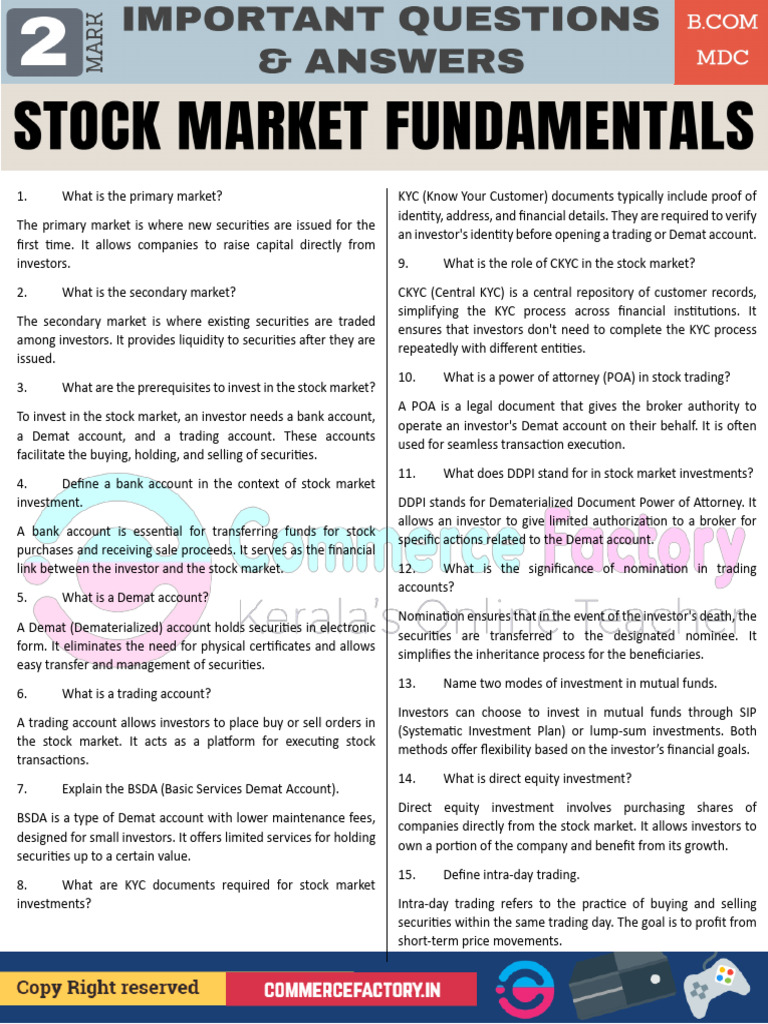 Stock Market Investment Basics Explained | PDF | Investment Fund ...