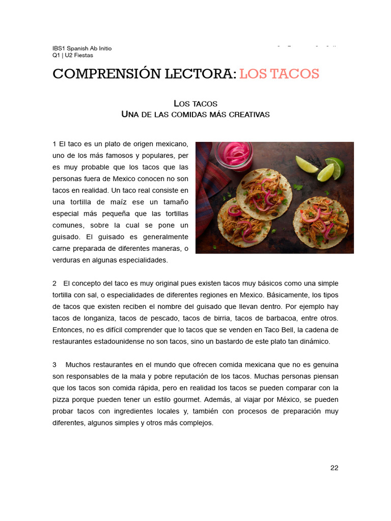 Los Tacos: Tradición Mexicana Auténtica | PDF | Taco | Comida y bebida