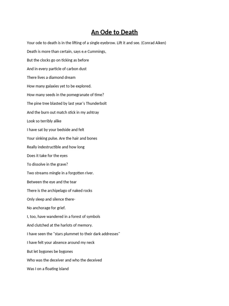 An Ode To Death | PDF | Spirituality | Love
