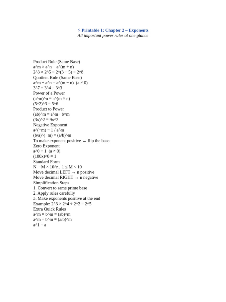 Exponents: Key Rules & Formulas Guide | PDF | Area | Geometric Shapes