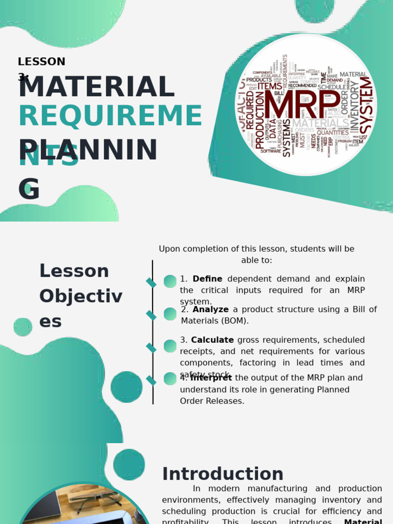 Material Requirements Planning Overview | PDF | Production And ...