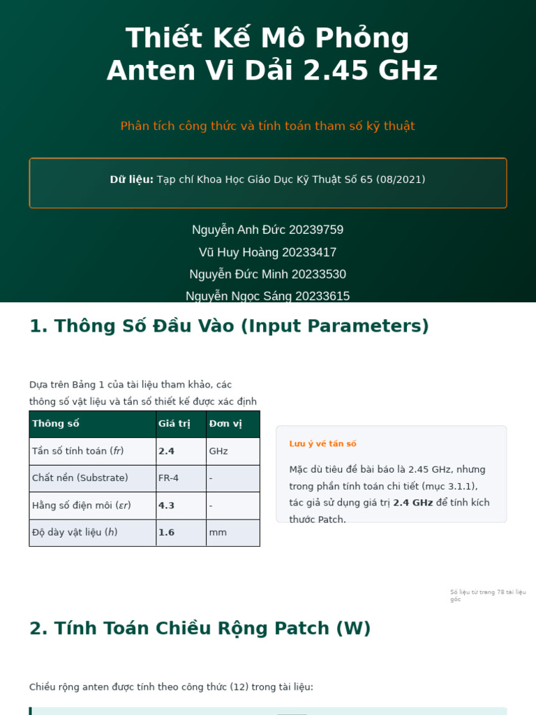 Thuyết minh Lý thuyết Anten 2.4GHz | PDF