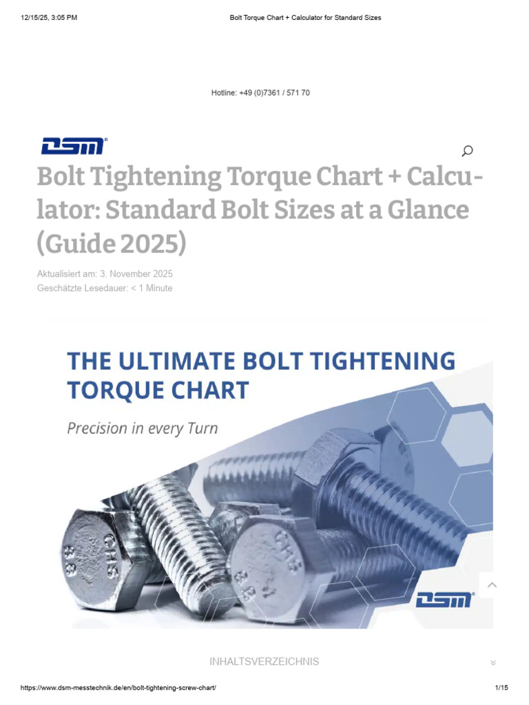 Bolt Torque Chart & Calculator Guide | PDF