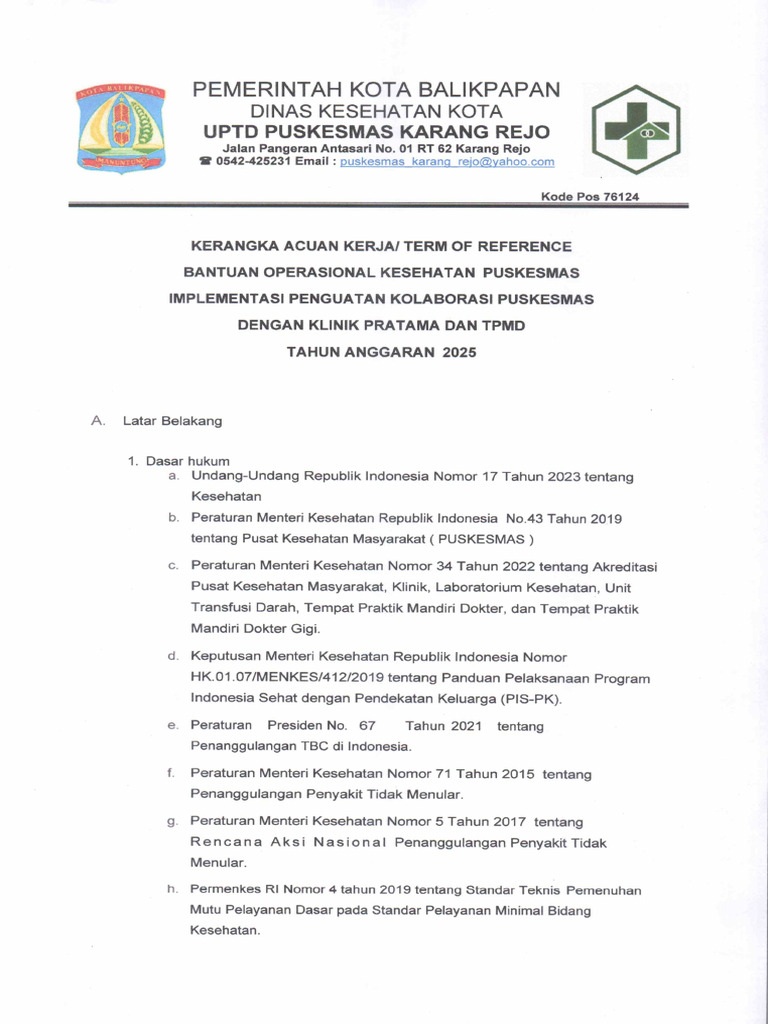 Tor & Rab TPMD 2025 PKM KR Rejo | PDF