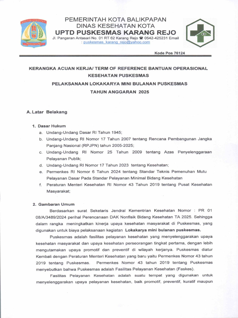 Tor & Rab Lokmin Bulanan PKM KR Rejo | PDF
