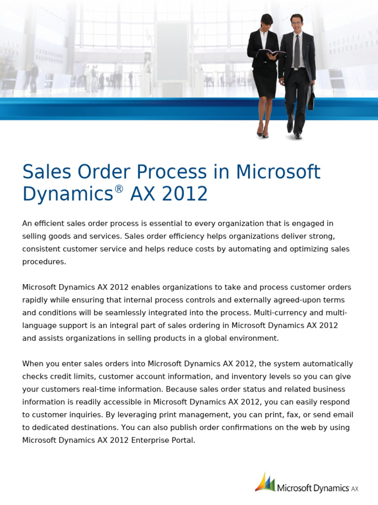 Sales Order Process in Dynamics AX 2012 | PDF | Sales | Taxes