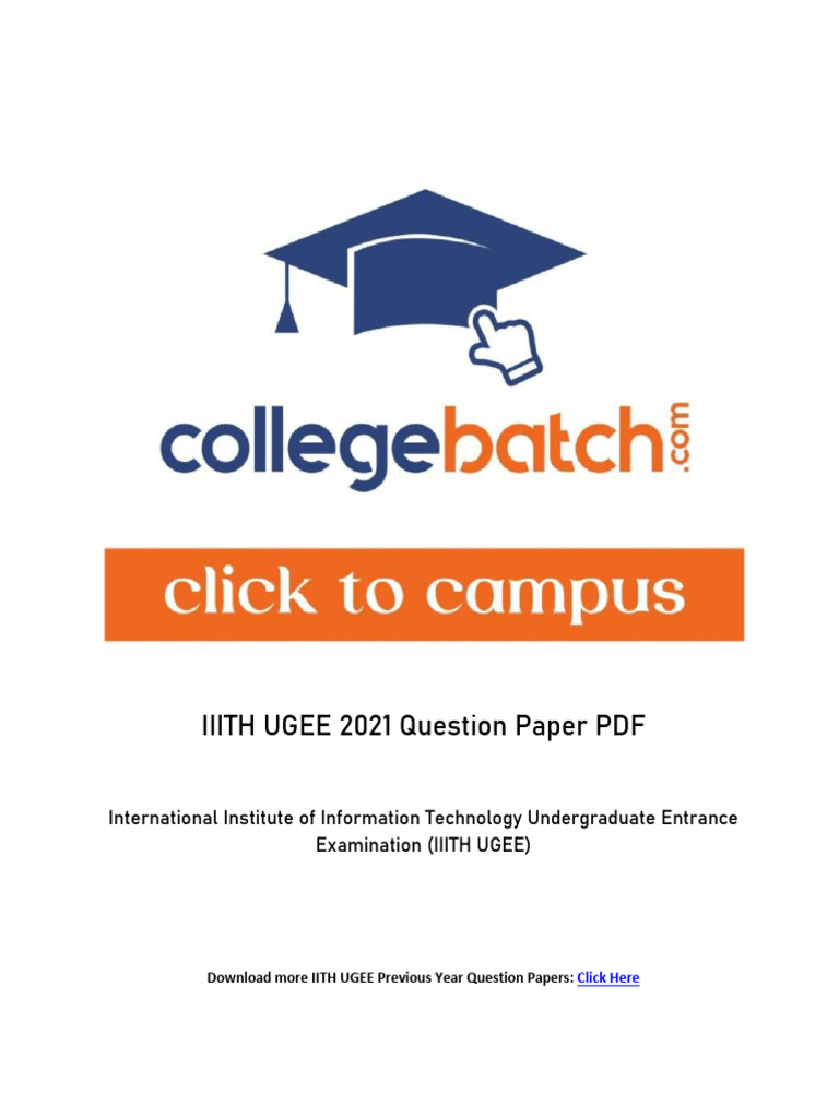 Iiith Ugee 2021 Question Paper PDF | PDF