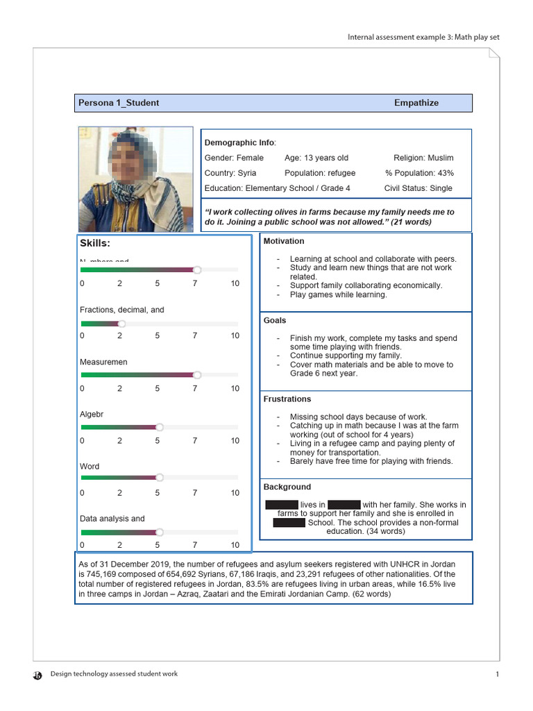 IBDP Design technology 2027 IA Example, Commentary - 3 Math Play set | PDF