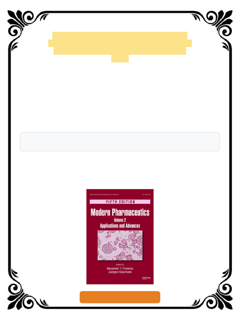 Modern Pharmaceutics Fifth Edition Volume 2 Applications and Advances ...