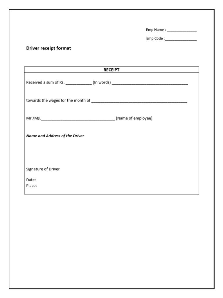 Driver Salary Receipt | PDF