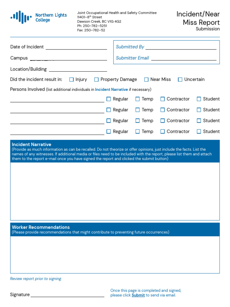 Incident/Near Miss Report Template | PDF