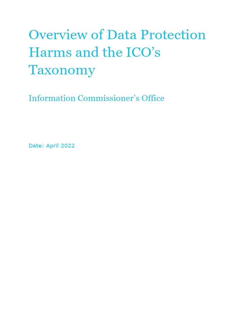 Overview of Data Protection - Harms and The ICO Taxonomy - v1 - 202204 ...