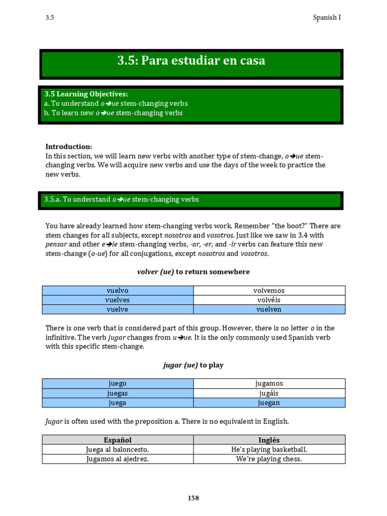 Spanish I Beginning Spanish Language and Culture Units 3.5 - 3.8 | PDF ...