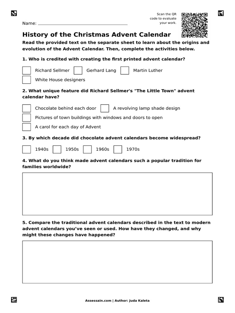 History of The Christmas Advent Calendar: Name | PDF | Advent ...