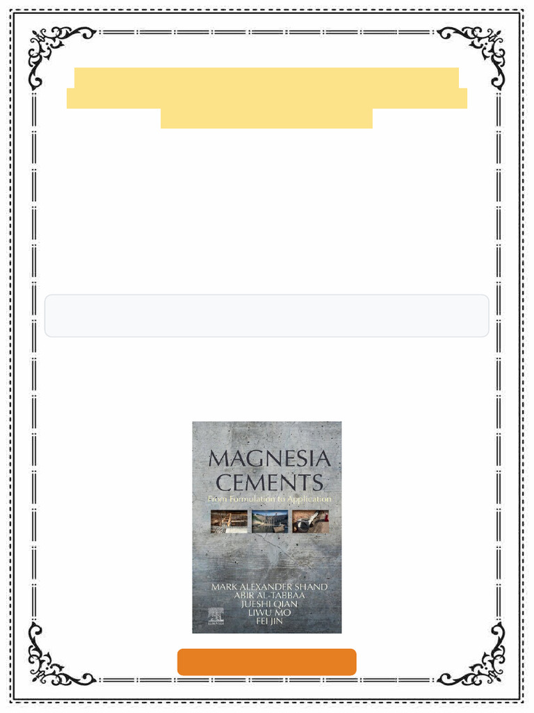 Magnesia Cements: From Formulation To Application 1st Edition Mark ...